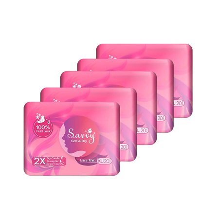 Savvy Ultrathin XL (20 Pads) | Pack Of 5 Packets – Smart Hygeia